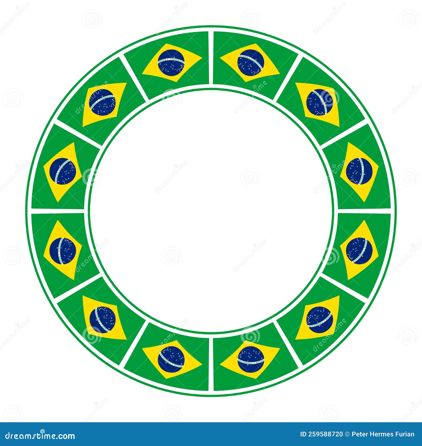 Flag of Brazil, Circle Frame, Border Made of Repeated National Flag ...