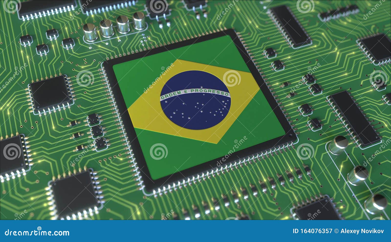 National Flag of Brazil on the Operating Chipset. Brazilian Information ...