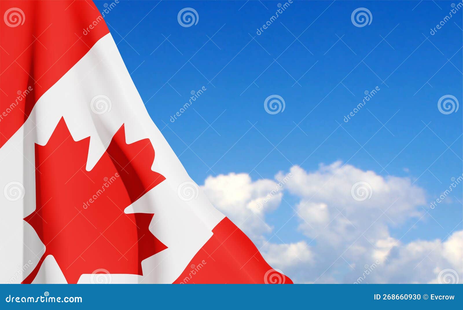 The National Flag of Canada on Blue Sky Stock Illustration ...