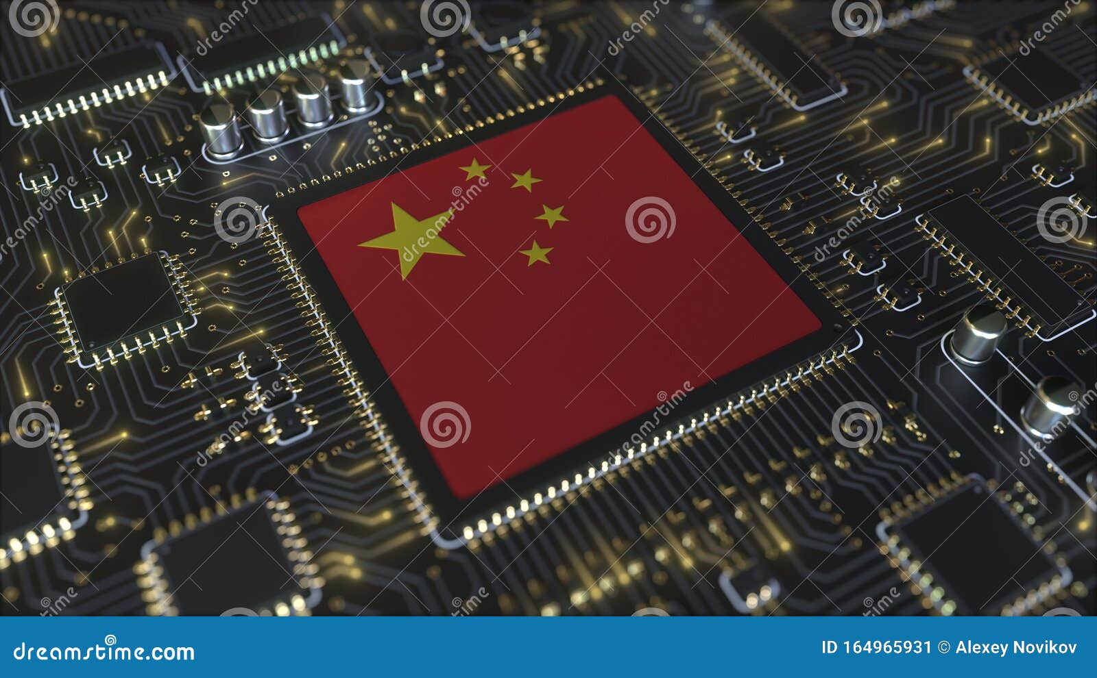National Flag of China on the Operating Chipset. Chinese Information ...