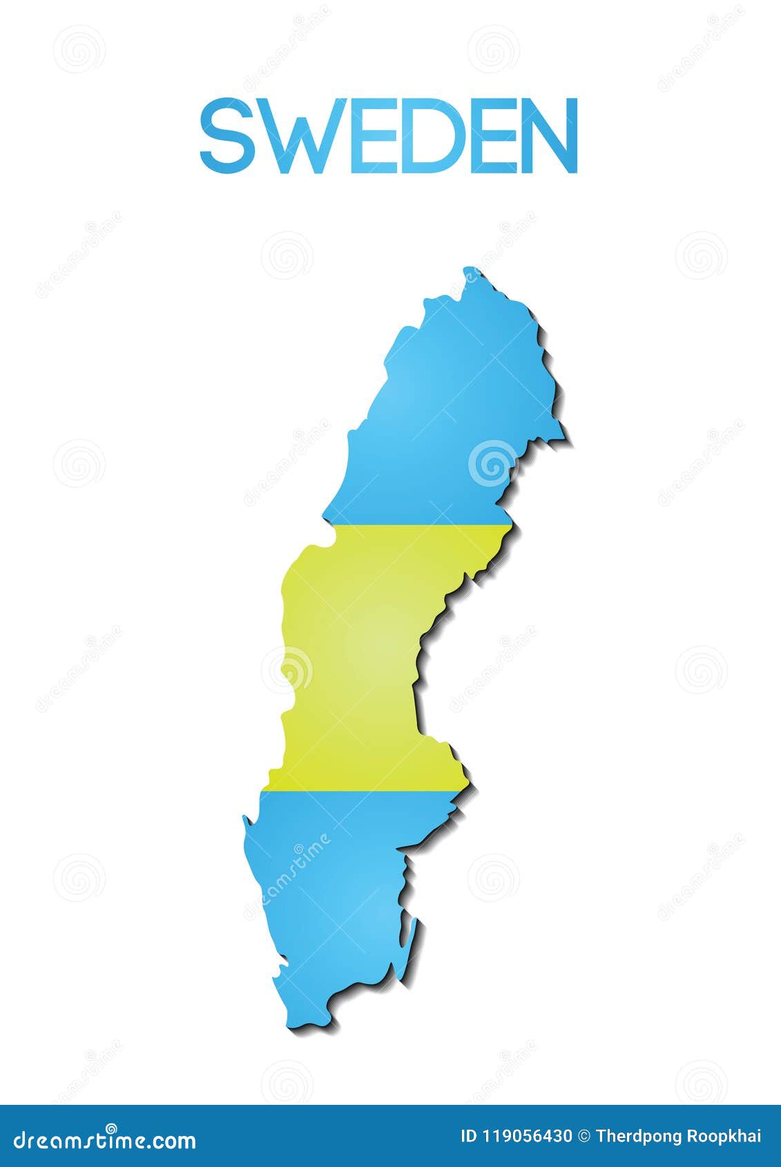 National Flag Color of Sweden in Map Gradient Design Stock Vector ...
