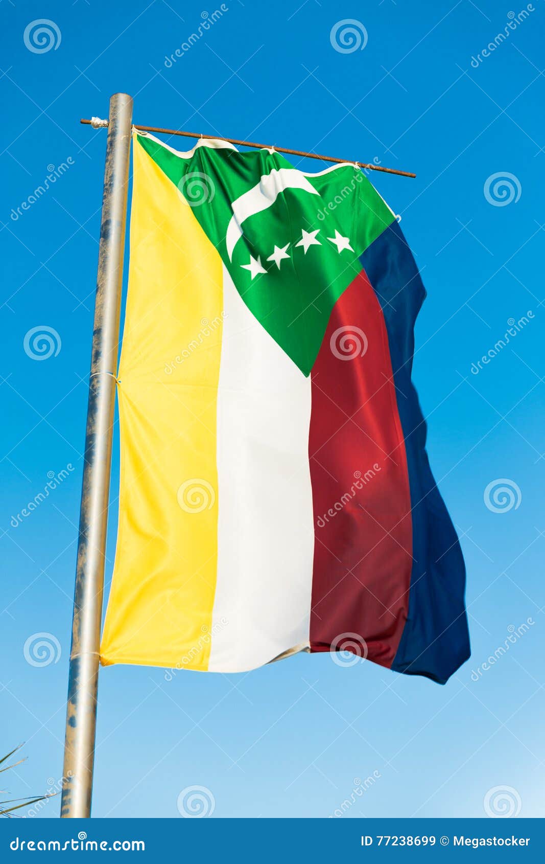 National Flag of Comoros on Flagpole Stock Image - Image of mideast ...