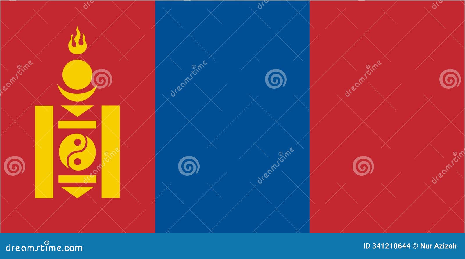Mongolia Official Flag Vector with Standard Size and Proportion. Stock ...