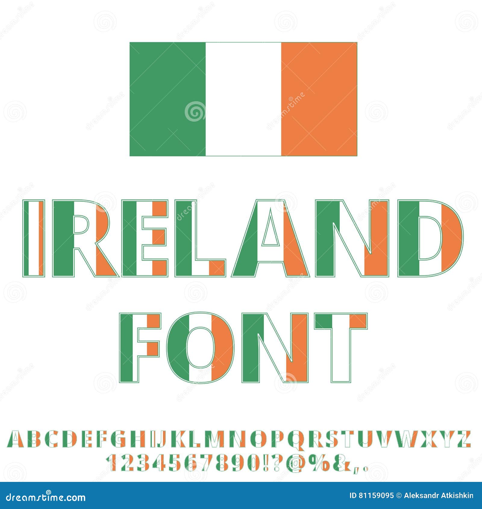 Ireland Font Alphabet And Numeral Cartoon Vector | CartoonDealer.com ...