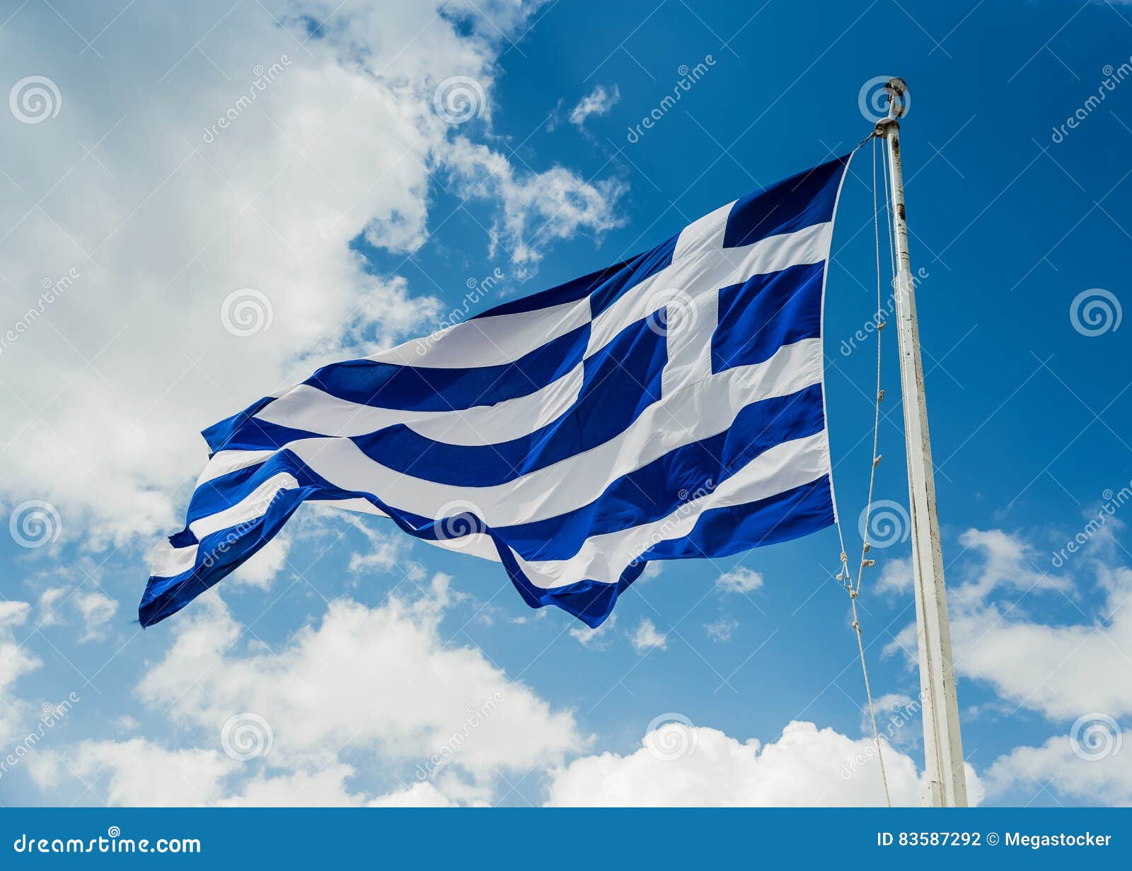 National Flag of Greece on Flagpole Stock Photo - Image of european ...