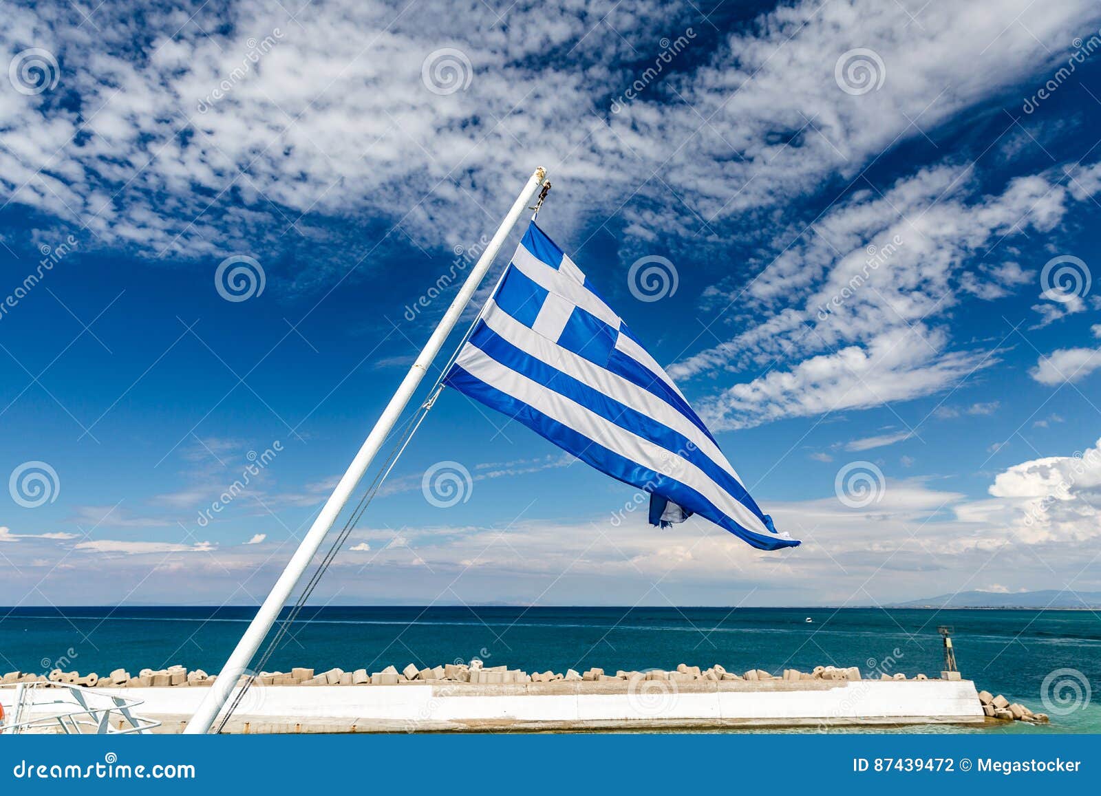 National Flag of Greece on Flagpole Stock Photo - Image of nation ...