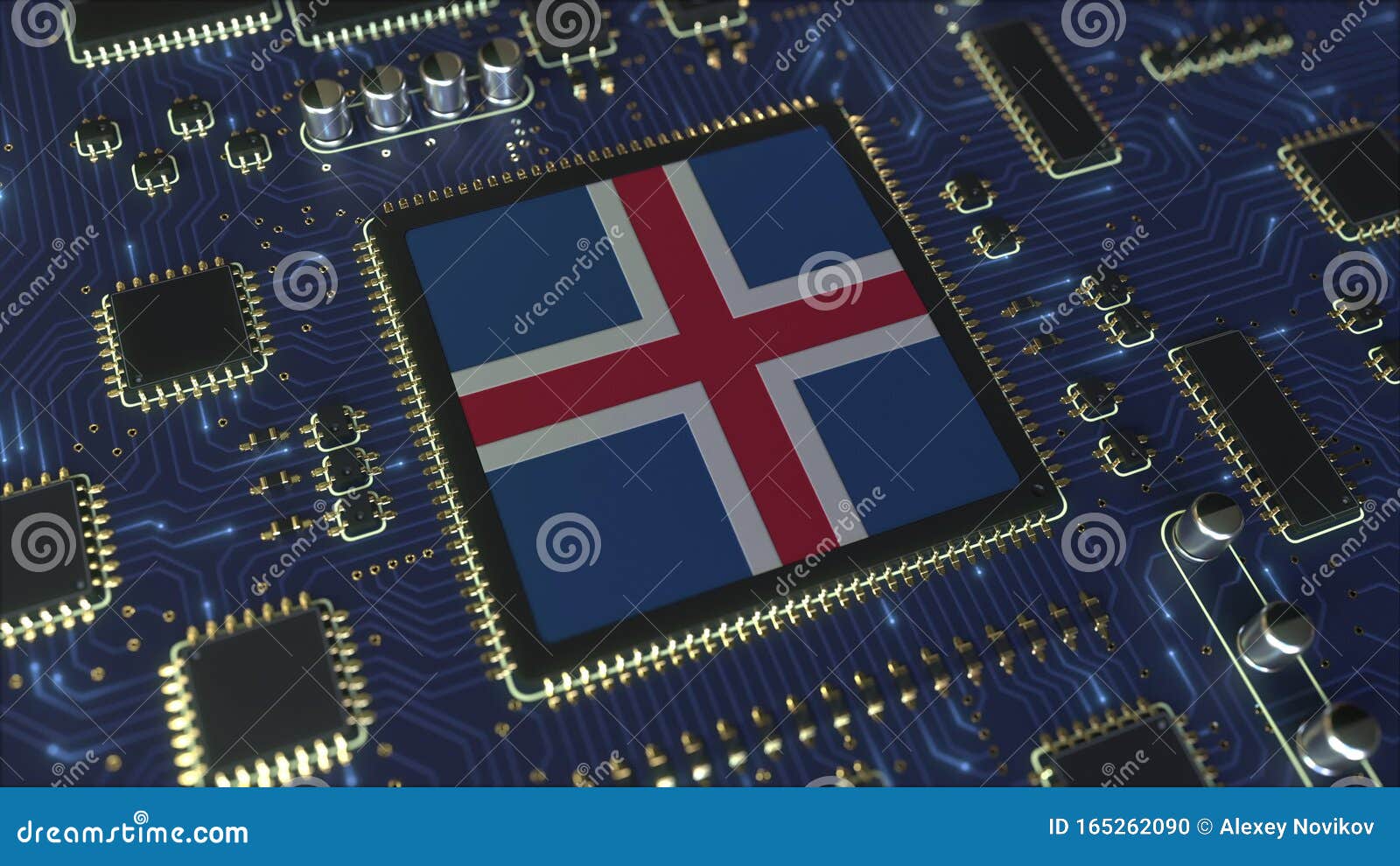 National Flag of Iceland on the Operating Chipset. Icelandic ...