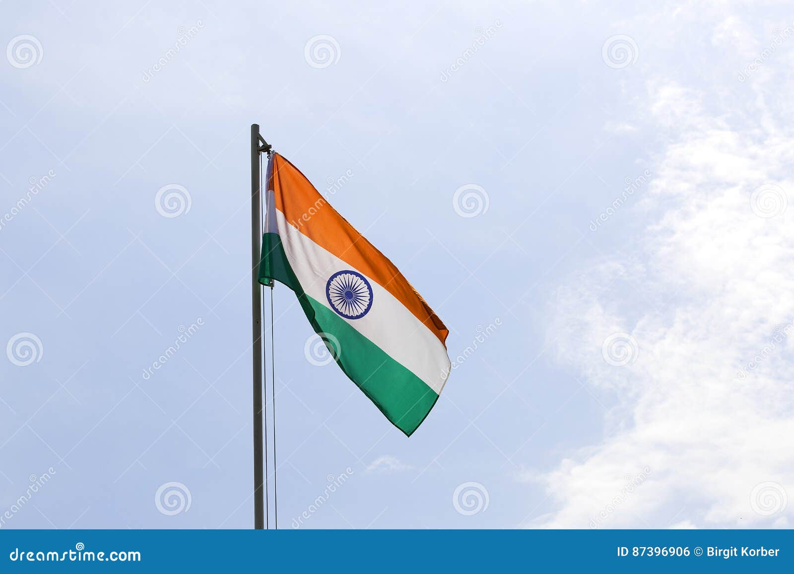 National Flag of India on a Flagpole Stock Photo - Image of india ...