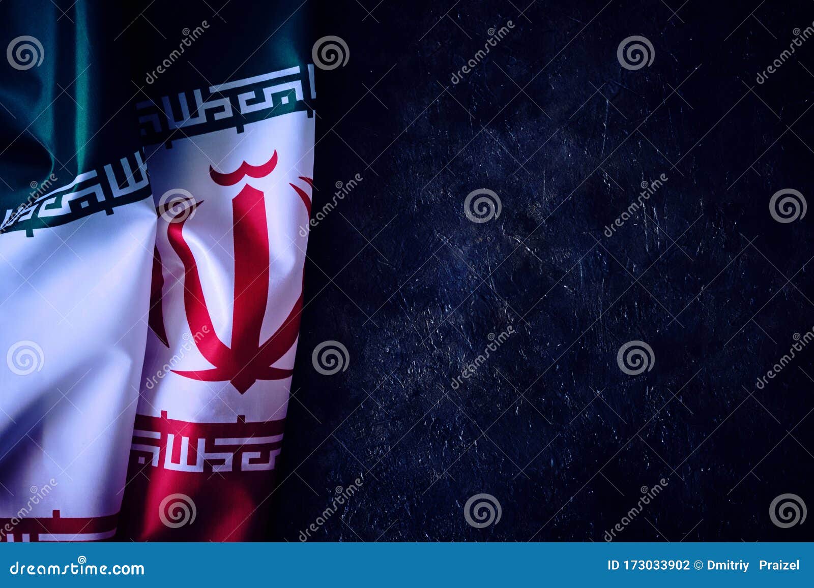 National Flag of Iran on a Dark Background with Space for Text Stock ...