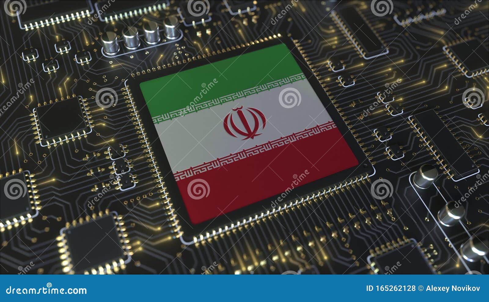National Flag of Iran on the Operating Chipset. Iranian Information ...