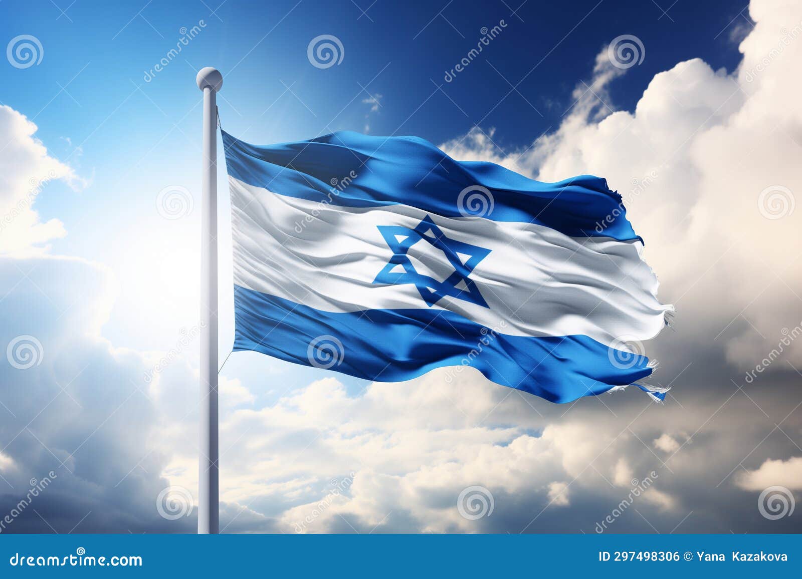 National Flag of Israel Flutters in the Wind Stock Illustration ...