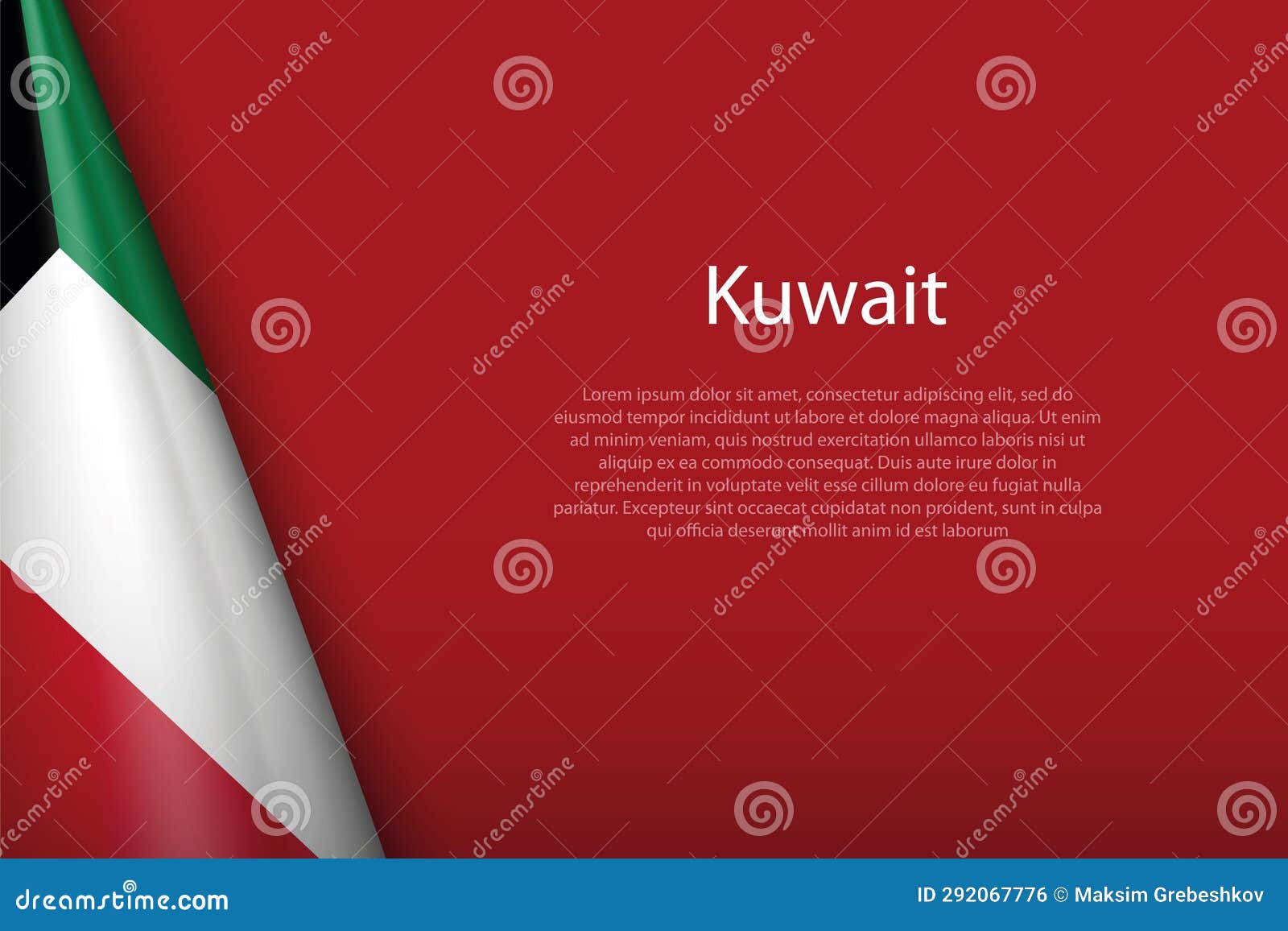 National Flag Kuwait Isolated on Background with Copyspace Stock ...