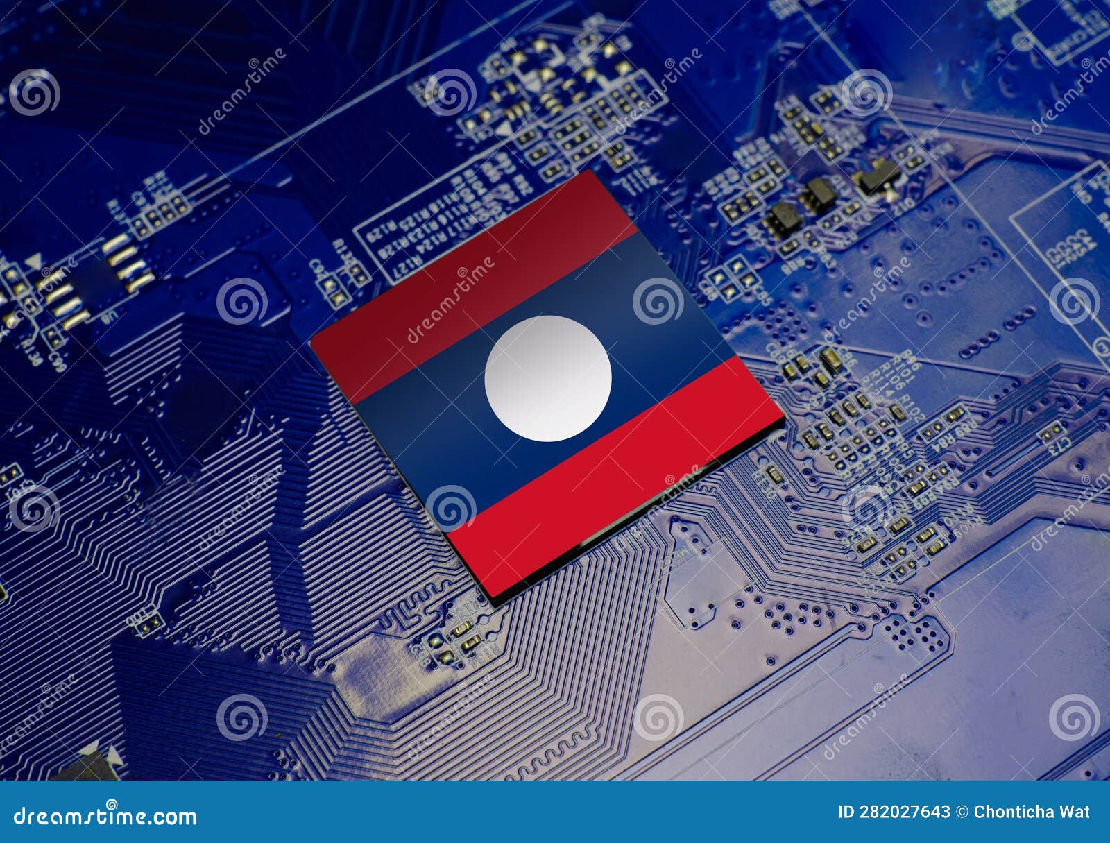 The National Flag of Laos on CPU Operating Chipset Computer Electronic ...