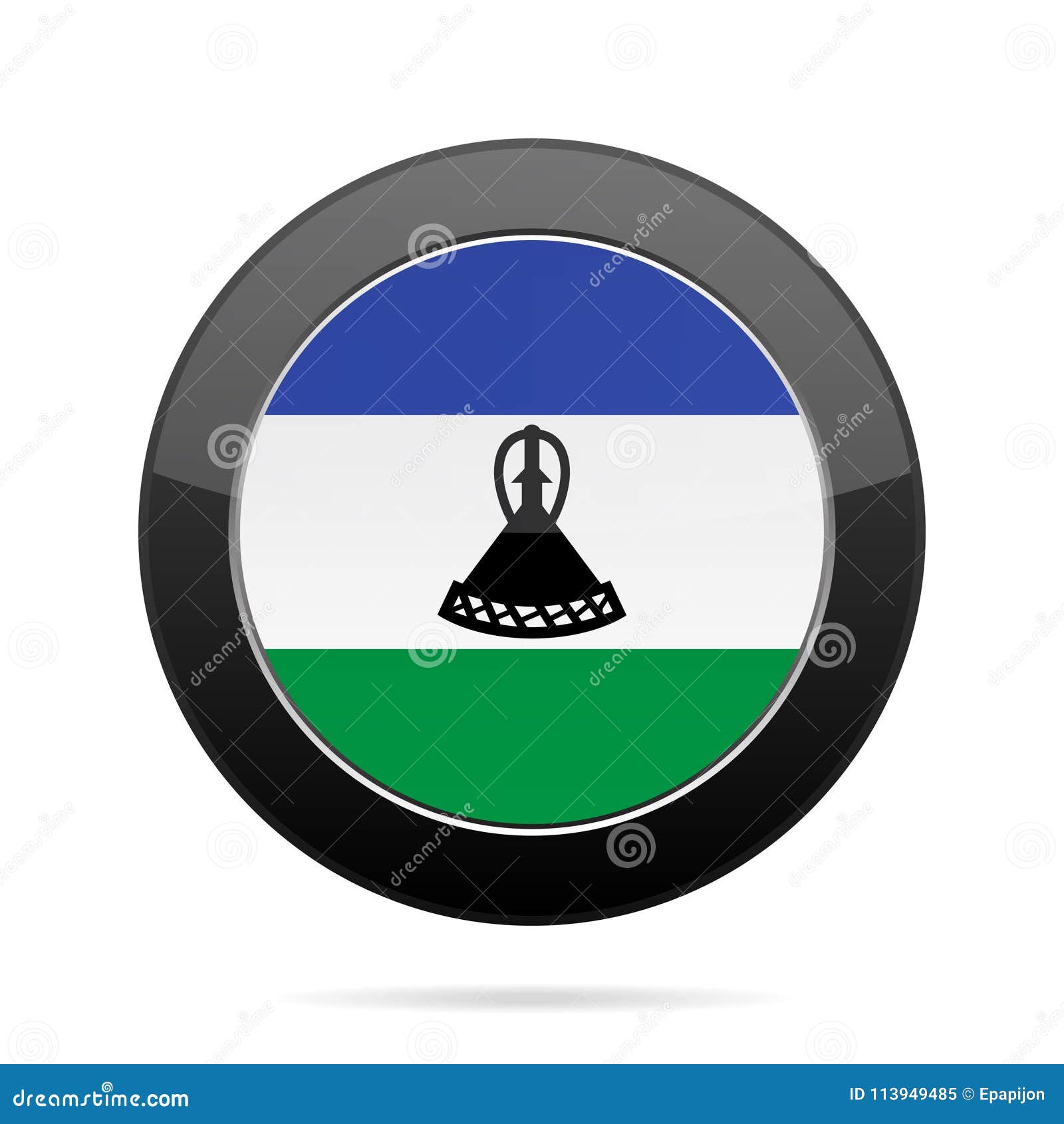Flag of Lesotho. Shiny Black Round Button. Stock Vector - Illustration ... Flag of Lesotho. Shiny Black Round Button. Stock Vector - Illustration ...