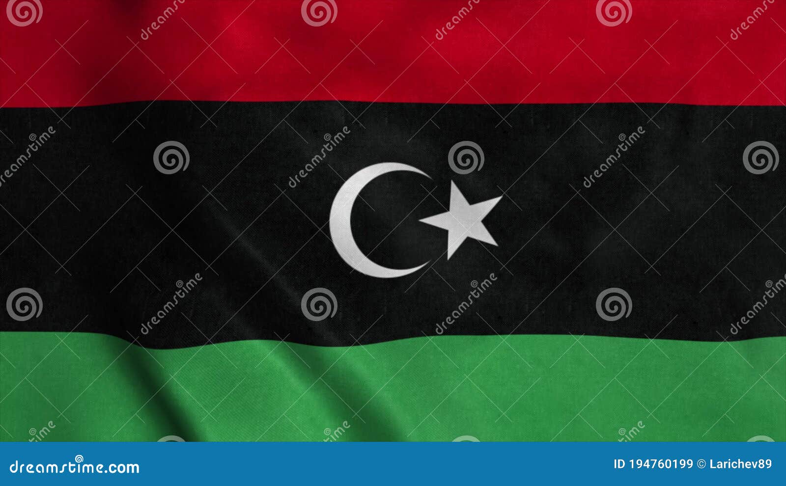 The National Flag of Libya is Flying in the Wind. 3d Rendering Stock ...