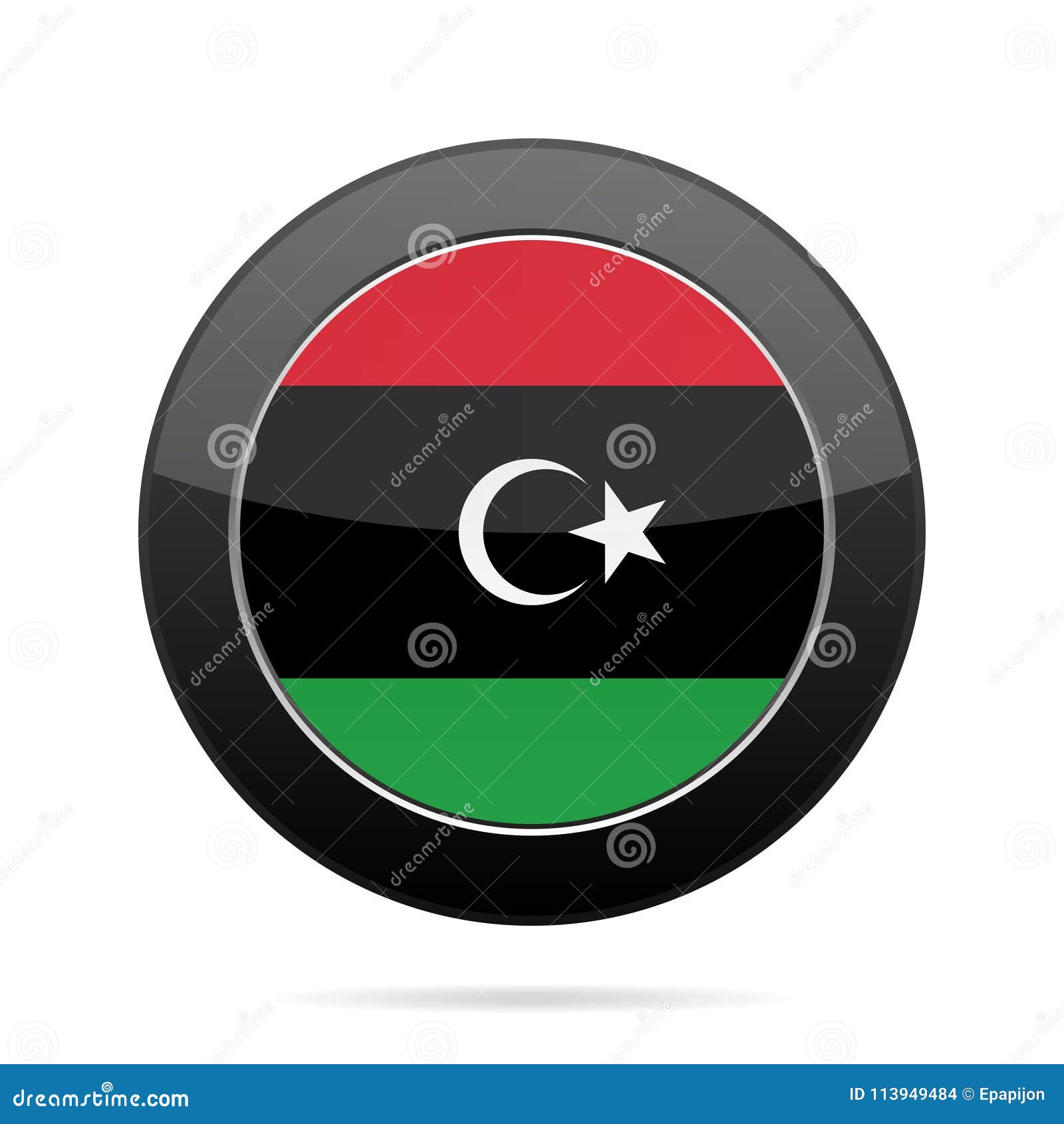 Flag of Libya. Shiny Black Round Button. Stock Vector - Illustration of ... Flag of Libya. Shiny Black Round Button. Stock Vector - Illustration of ...