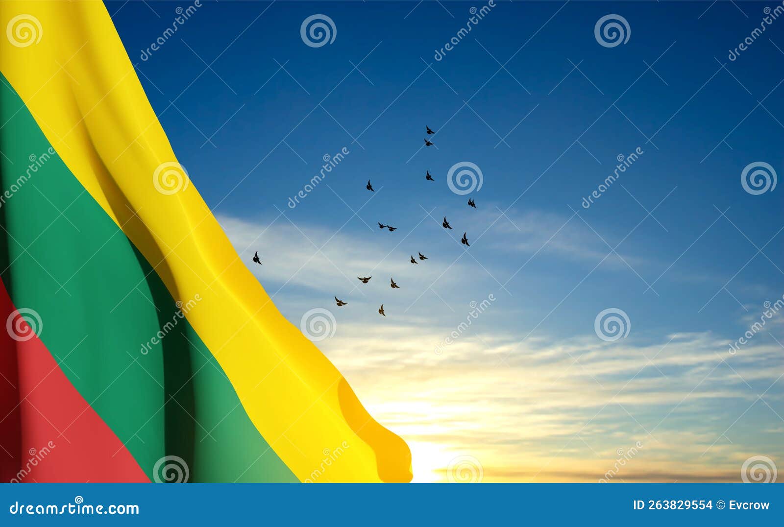 National Flag of Lithuania at the Sky Stock Vector - Illustration of ...