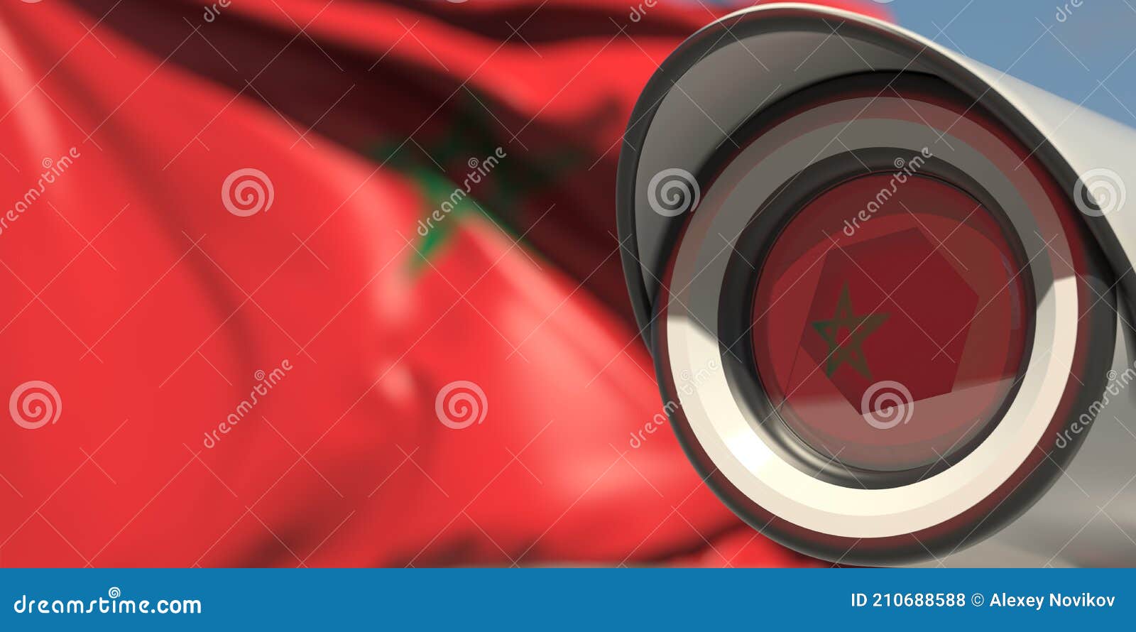 National Flag of Morocco and CCTV Camera. Surveillance System ...