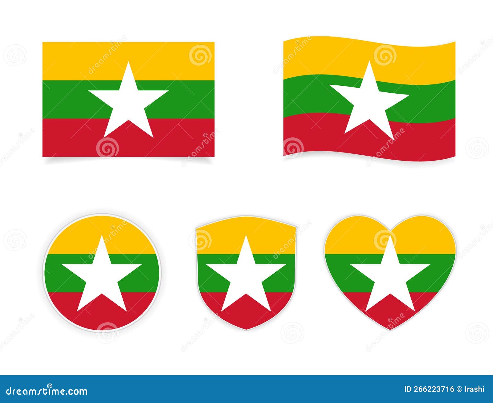 The Flag Of Myanmar Formally Known As Burma With Red Green Yellow ...