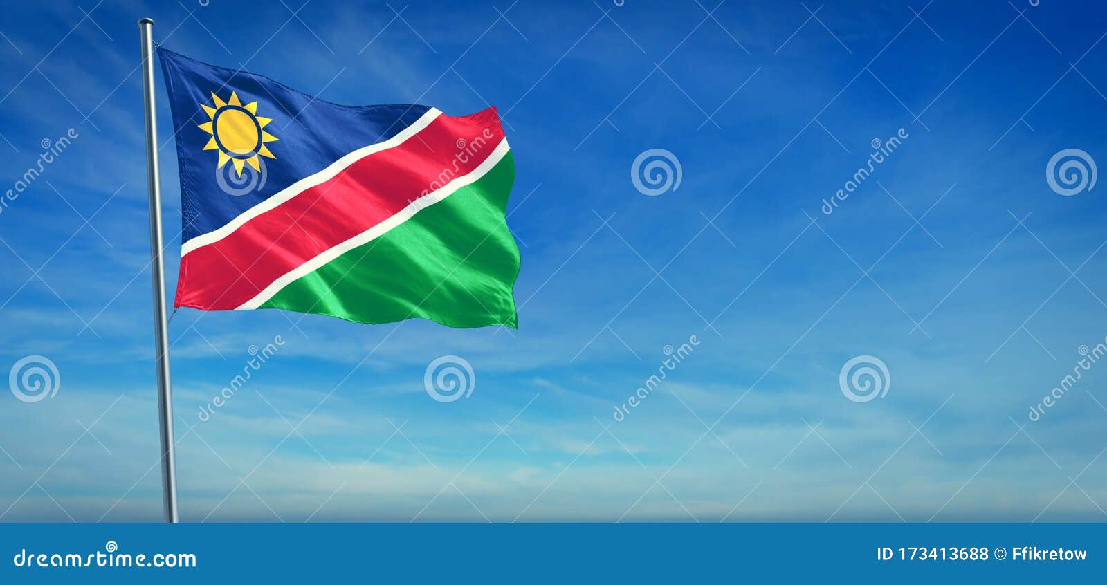 The National Flag of Namibia Stock Photo - Image of place, immigration ...