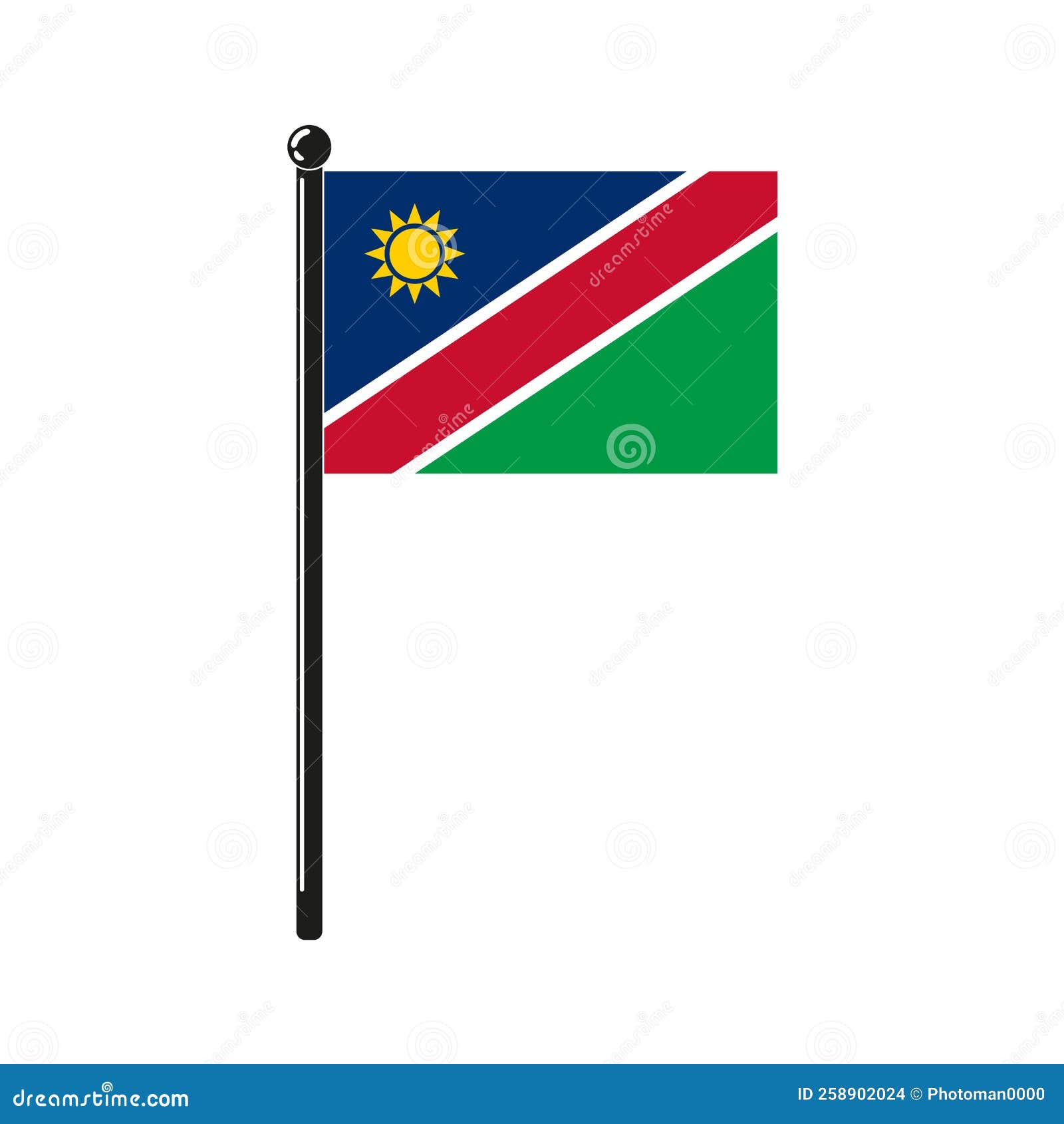 National flag of Namibia stock vector. Illustration of stick - 258902024