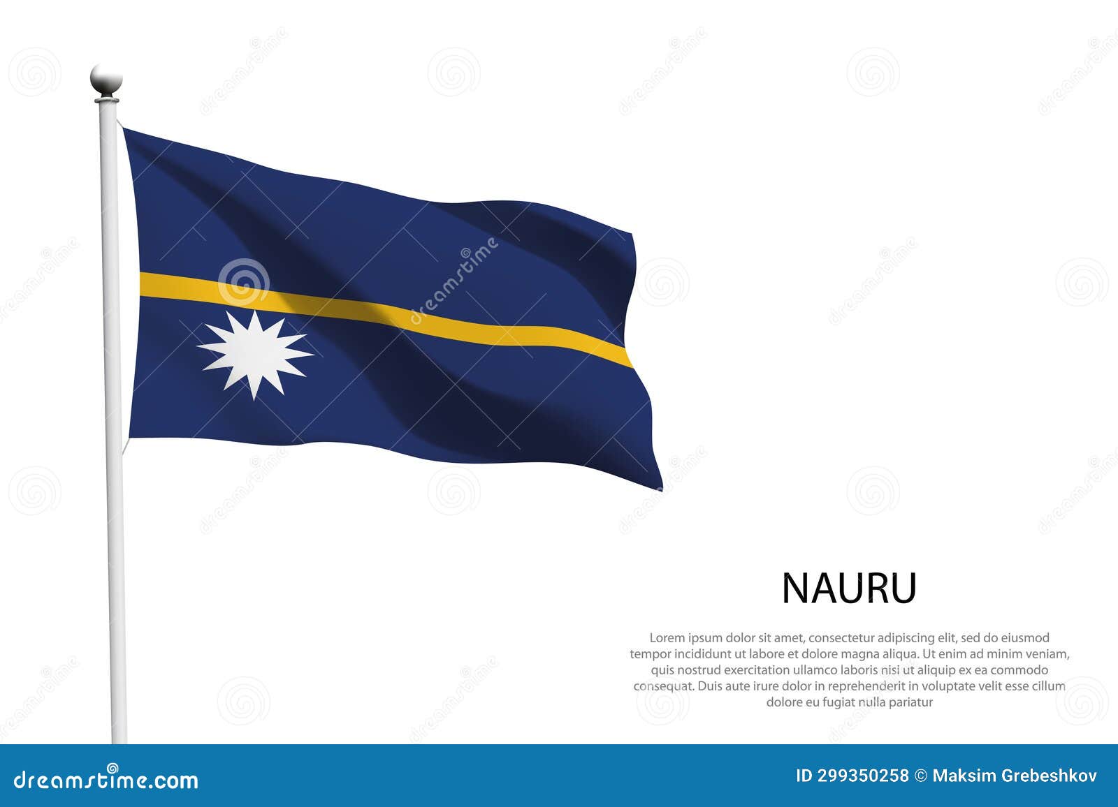 National Flag Nauru Waving on White Background Stock Vector ...