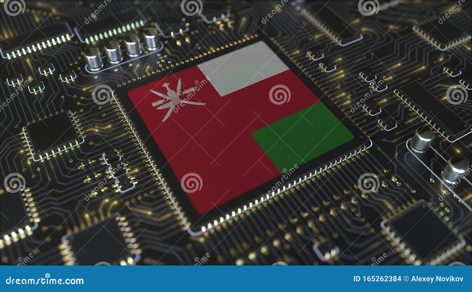 National Flag of Oman on the Operating Chipset. Omani Information ...