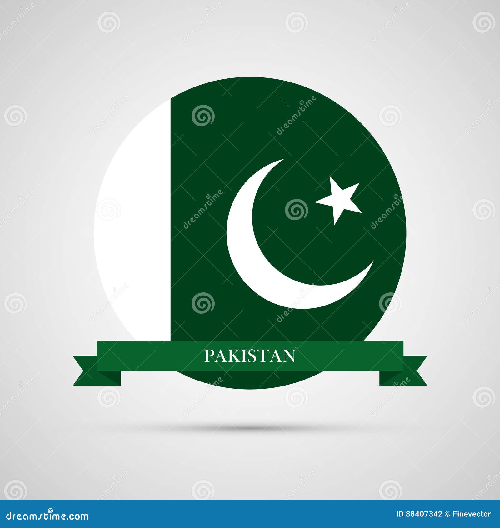 National Flag of Pakistan Round Emblem. Stock Vector - Illustration of ...