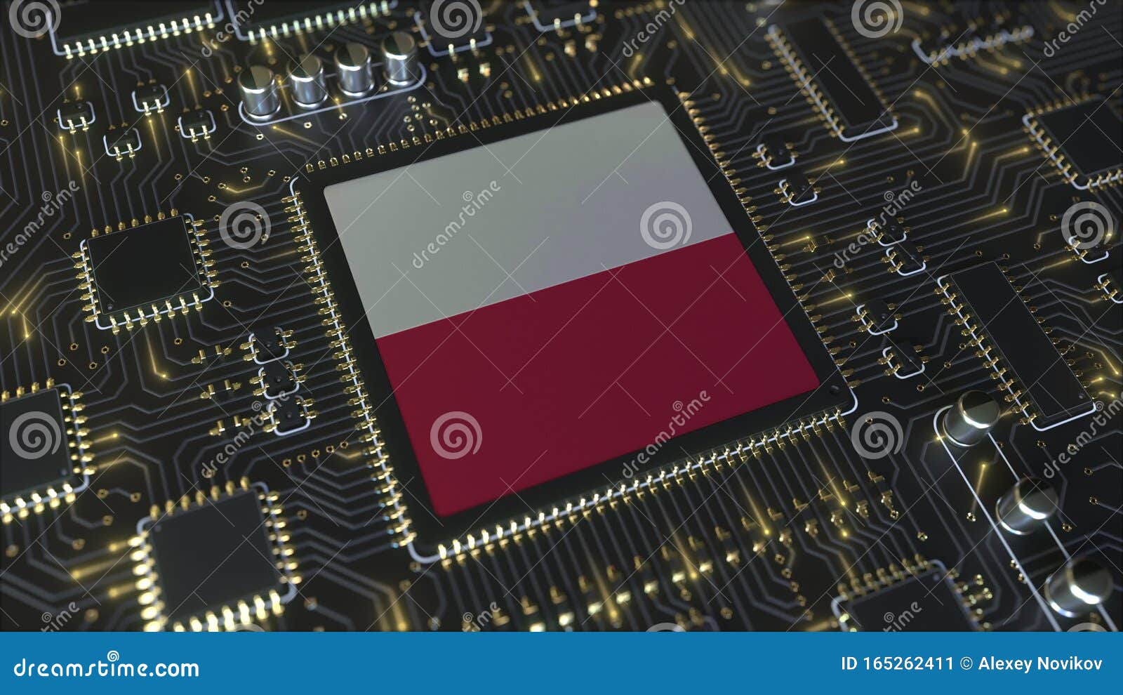 National Flag of Poland on the Operating Chipset. Polish Information ...