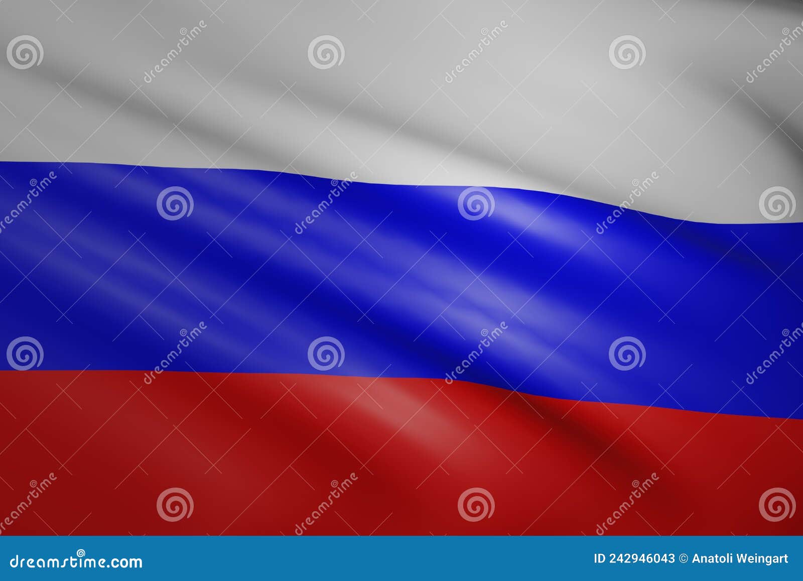 The National Flag of Russia - Highly Detailed Realistic 3D Rendering ...