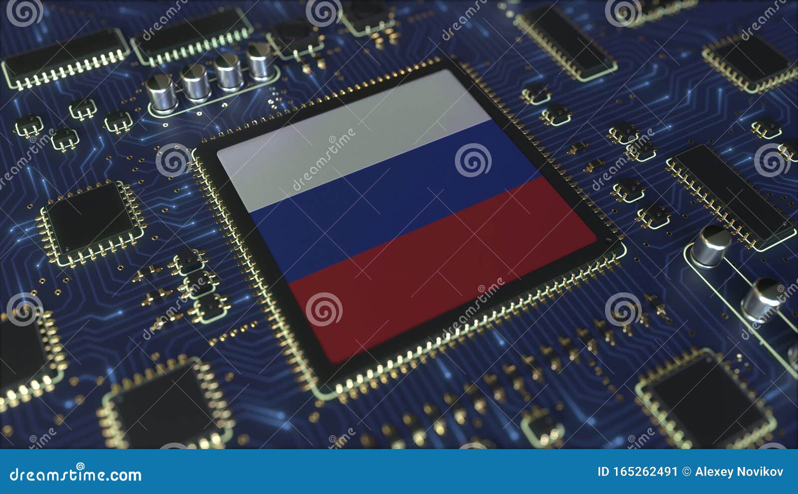 National Flag of Russia on the Operating Chipset. Russian Information ...