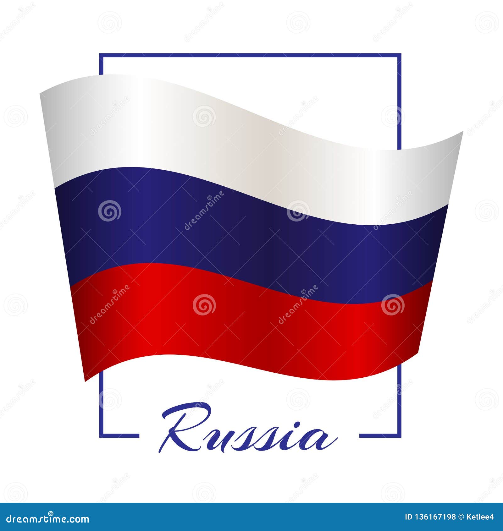 The National Flag of Russia in a Rectangular Frame with the Name of the ...