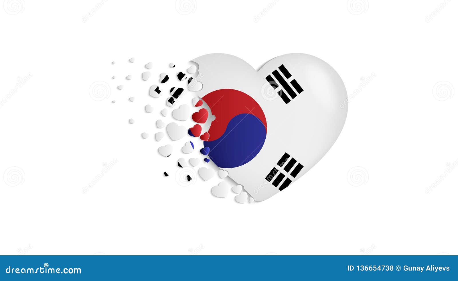 National Flag Of South Korea In Heart Illustration With Love To South