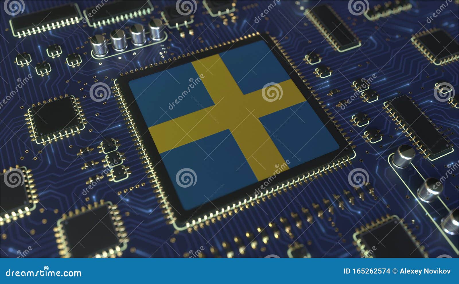 National Flag of Sweden on the Operating Chipset. Swedish Information ...