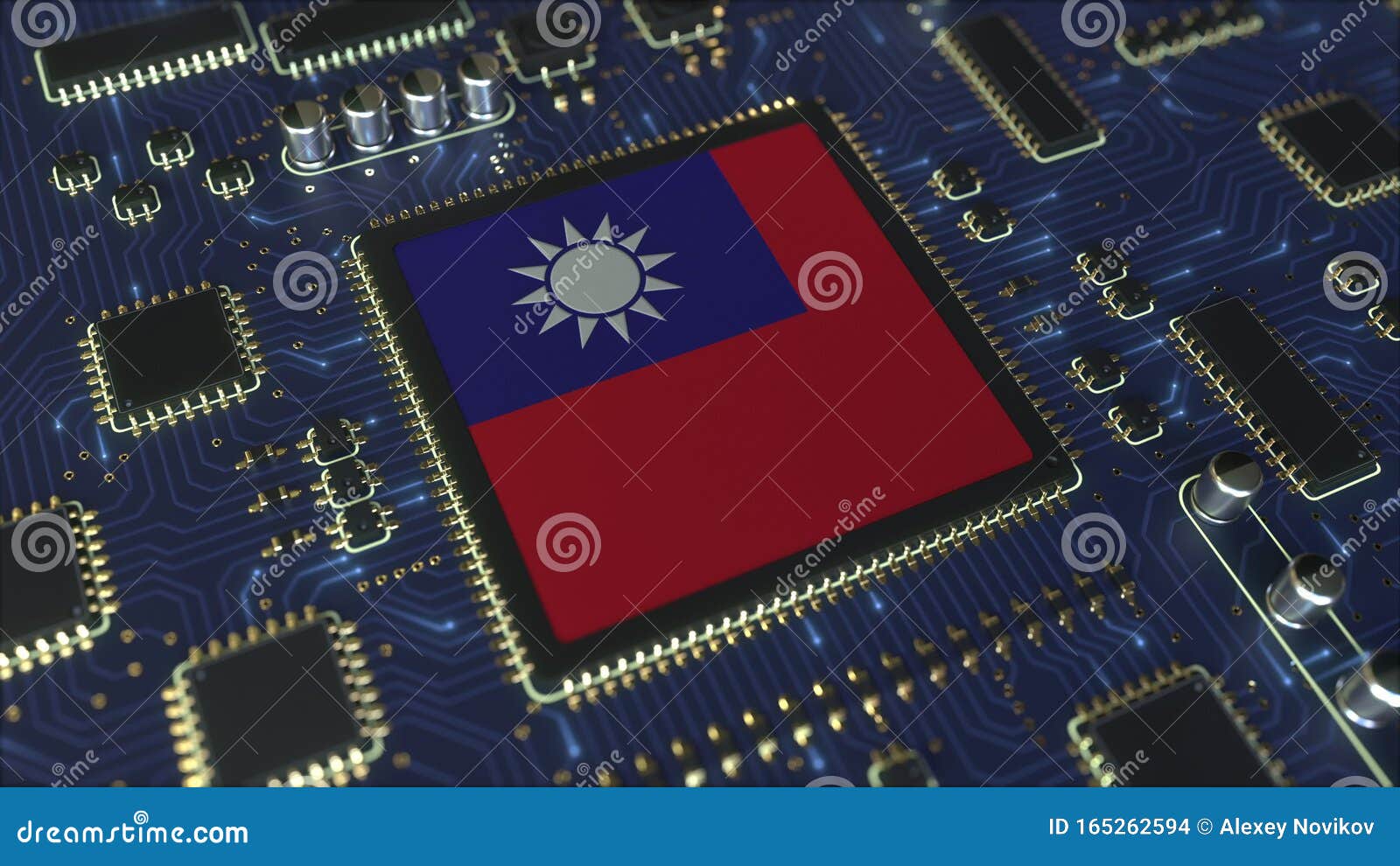 National Flag of Taiwan on the Operating Chipset. Taiwanese Information ...