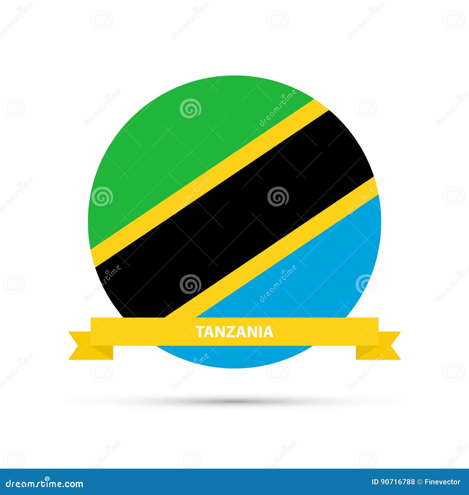 National Flag Of Tanzania Round Emblem Stock Vector Illustration Of