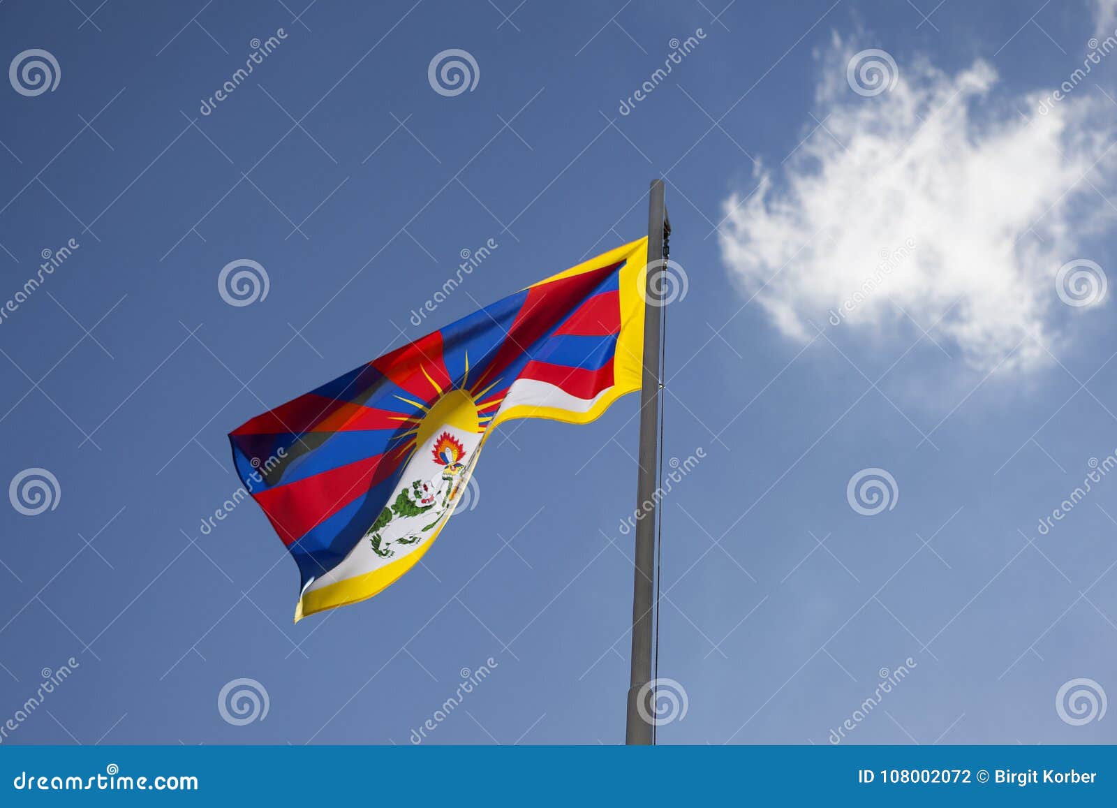 National Flag of Tibet on a Flagpole Stock Photo - Image of asia, asian ...