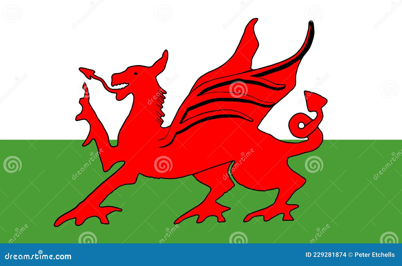 Wales flag stock illustration. Illustration of goch - 229281874