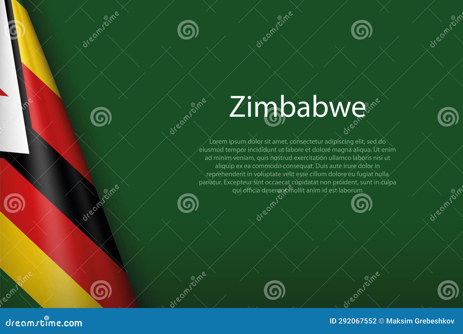 National Flag Zimbabwe Isolated on Background with Copyspace Stock ...