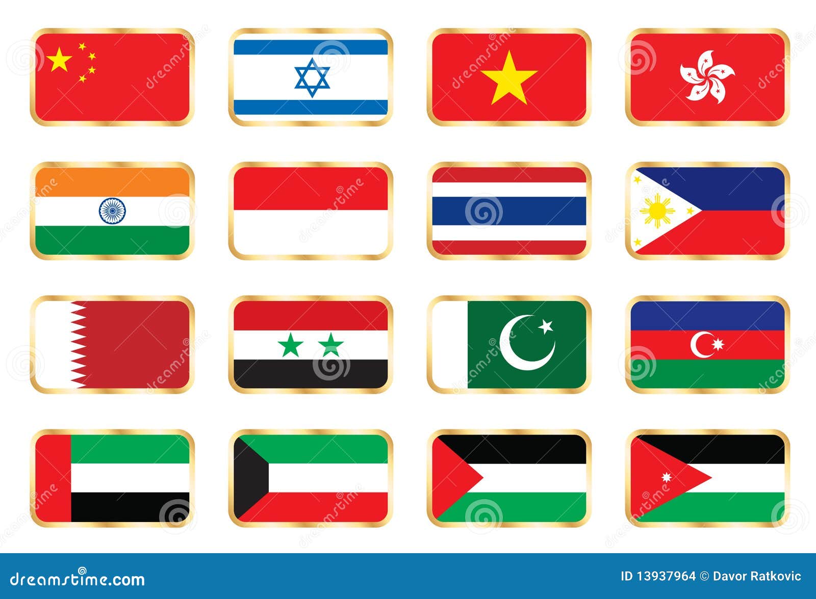 National Flags - Asian Set. Stock Images - Image: 13937964