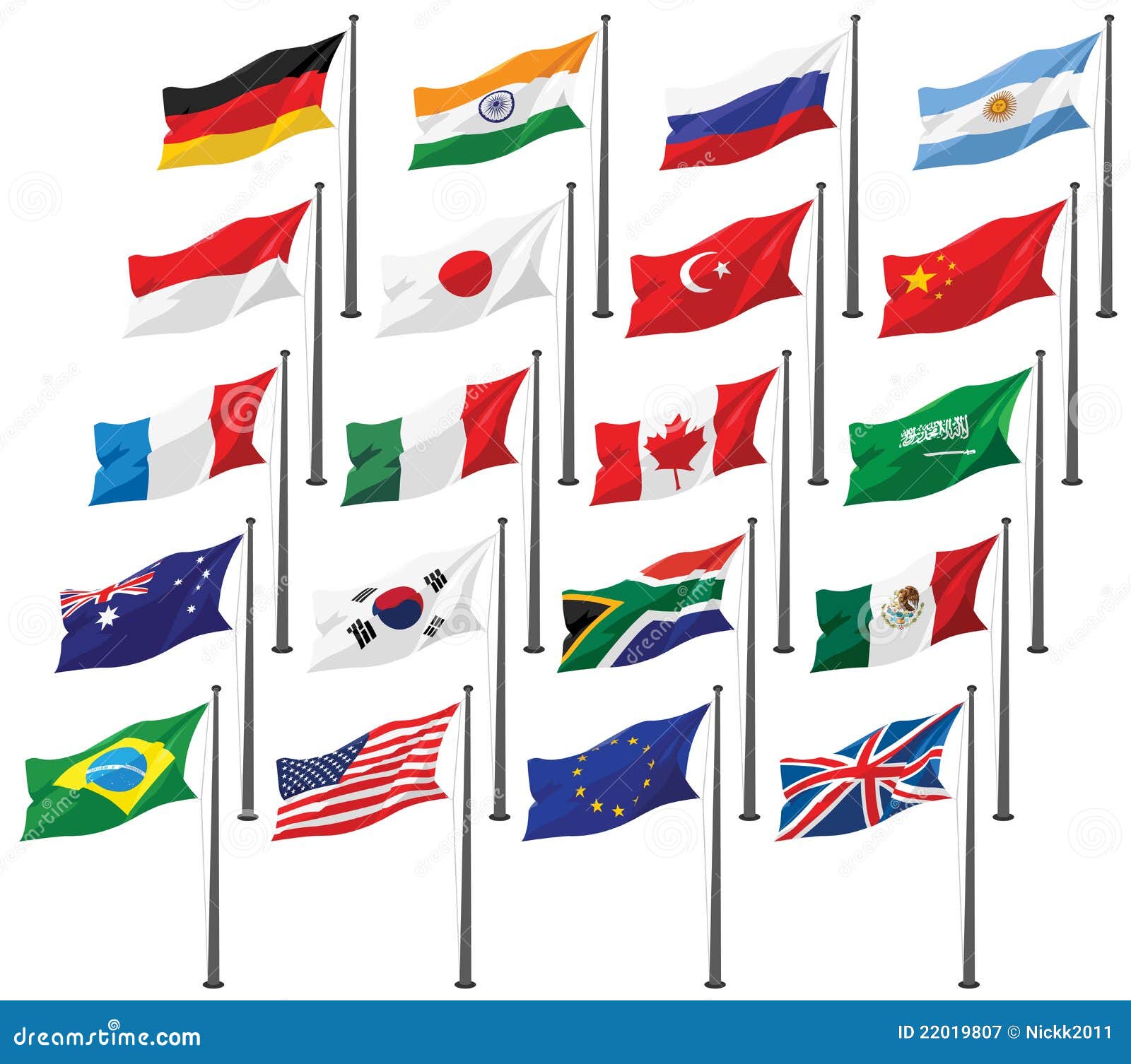 National Flags Of G20 Royalty Free Stock Photography - Image: 22019807