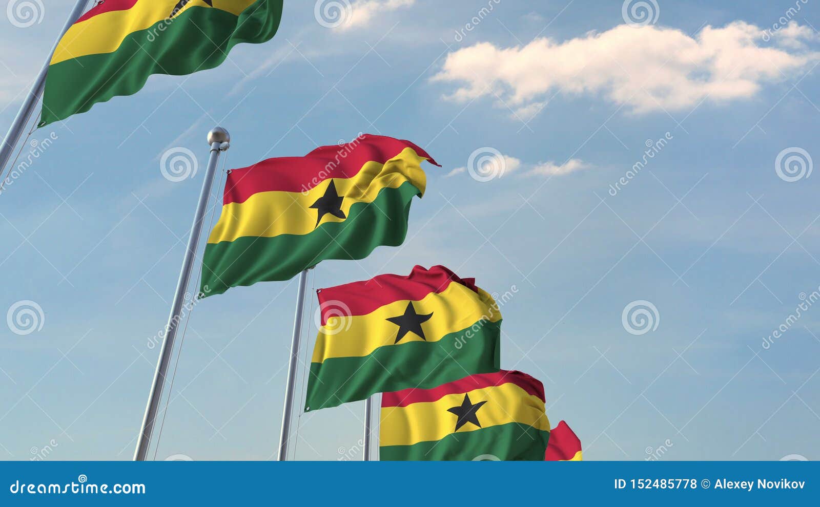 National Flags of Ghana. 3D Rendering Stock Illustration - Illustration ...