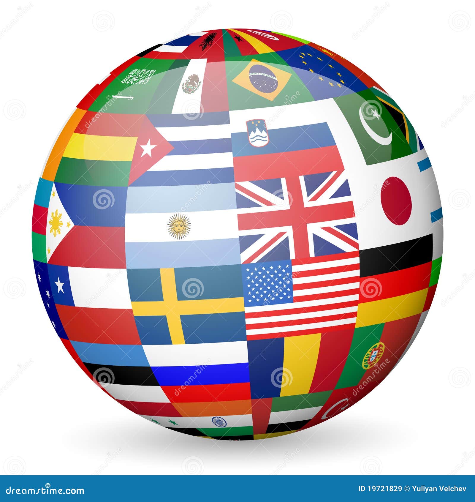 Flags Sphere Clipart Outline