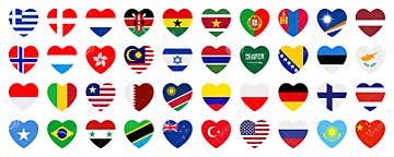 National Flags in Heart Shape. National Flags Set Stock Vector ...