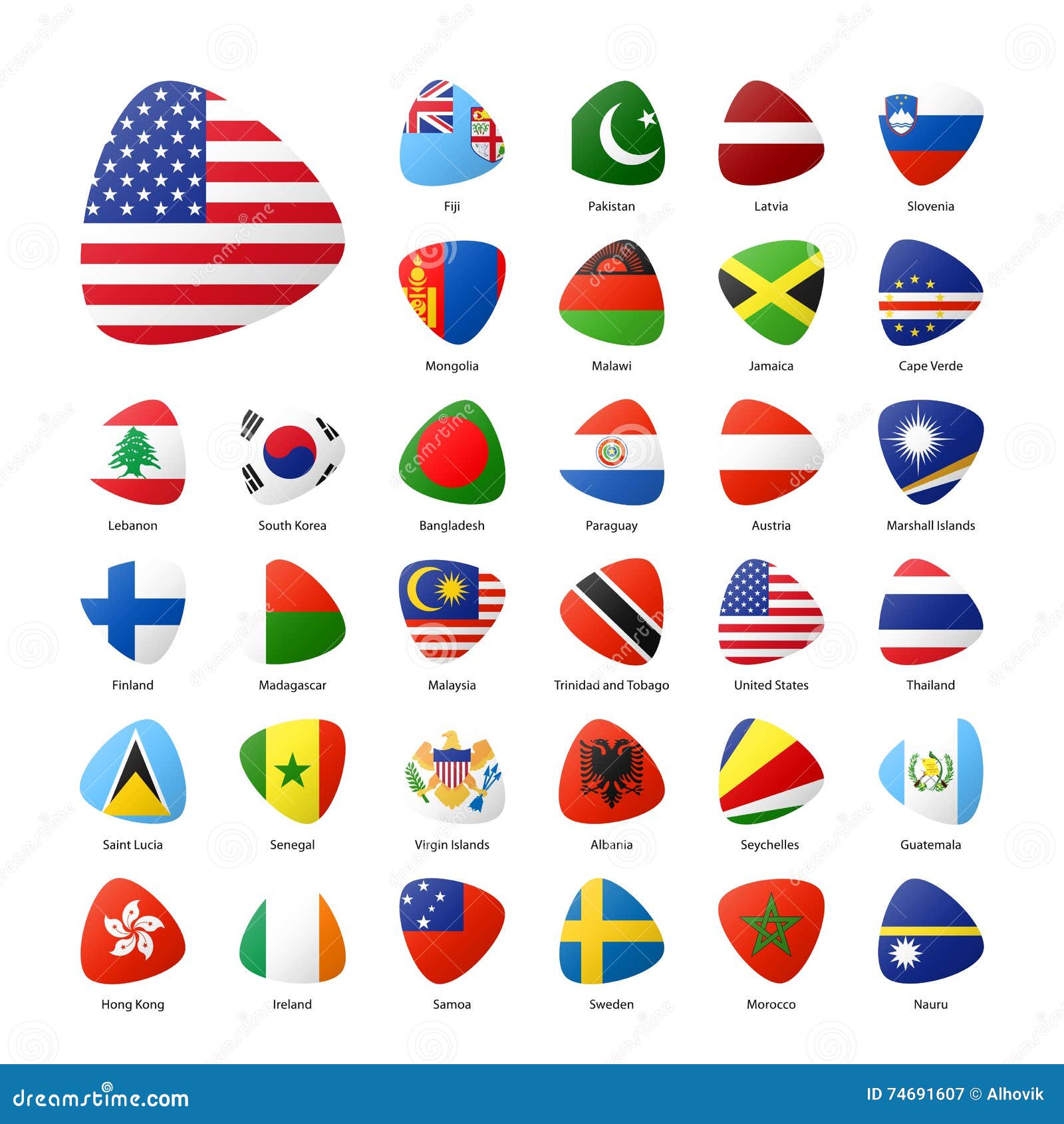 All National Flags Of The World . Outline Shape Design . Editable ...