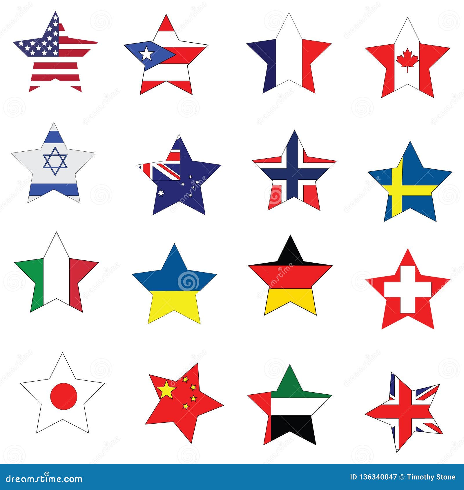 Flags Of The World With Stars