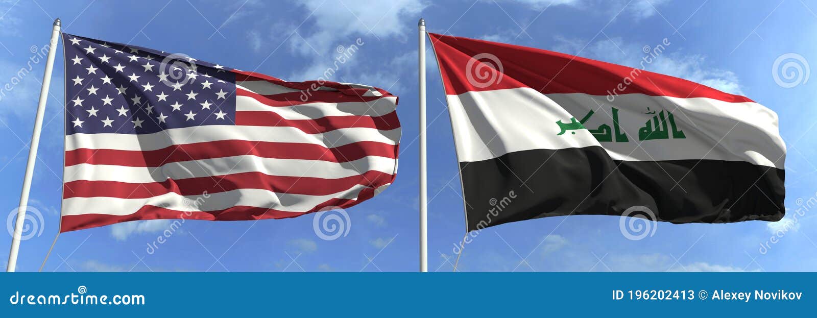 National Flags of the USA and Iraq, 3d Rendering Stock Illustration ...