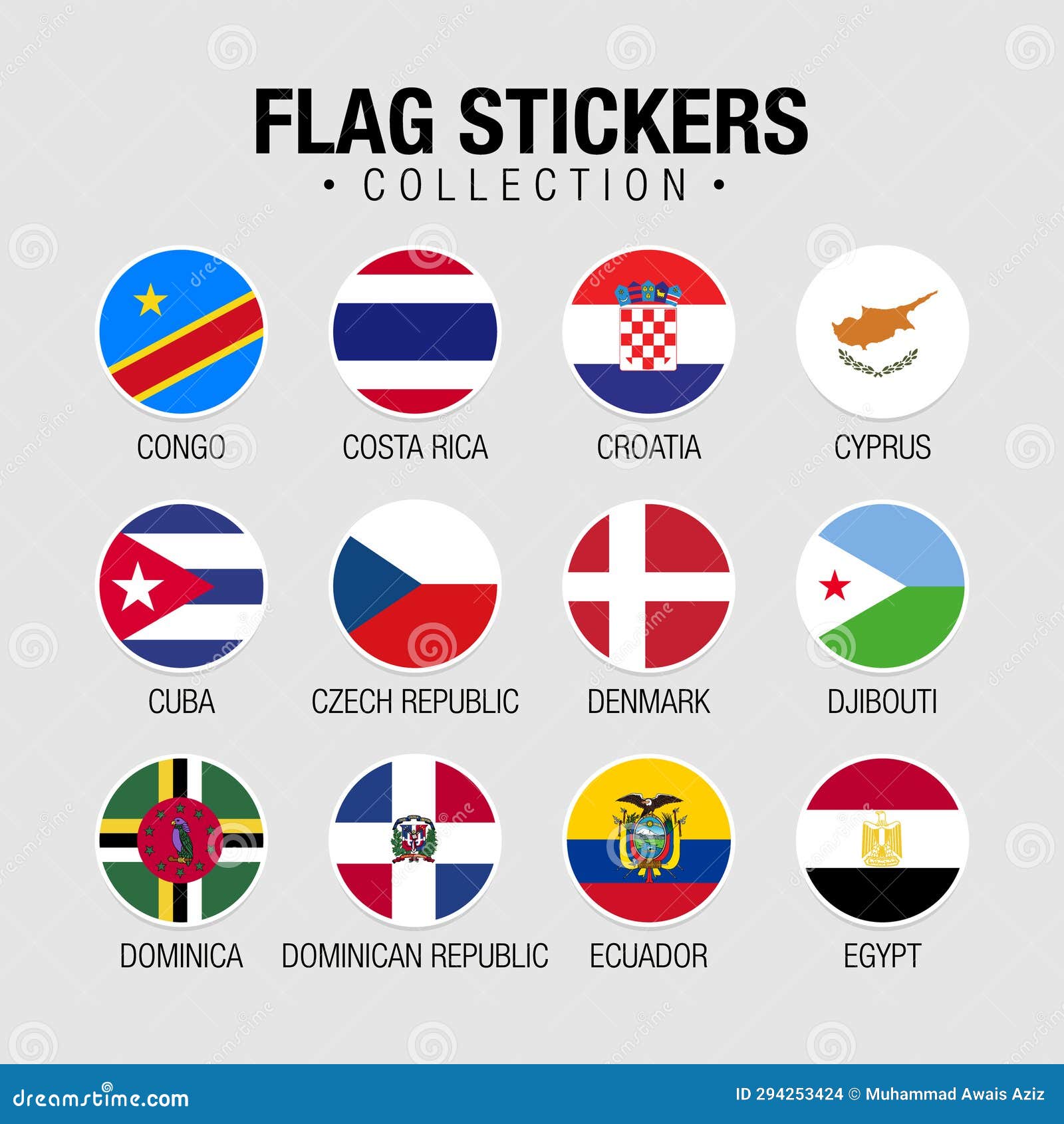 National Flags Of The World Stickers With Names. Circled Flags ...