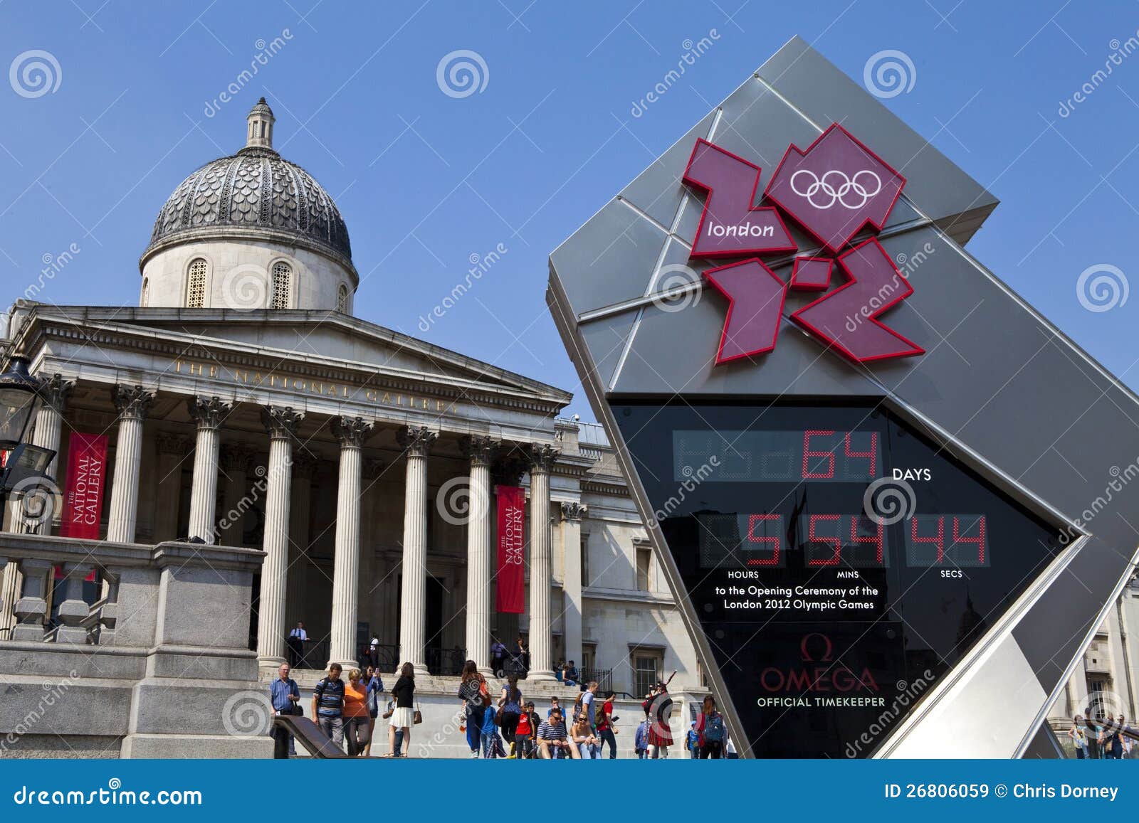 National Gallery and Olympic Countdown Clock Editorial Stock Image ...