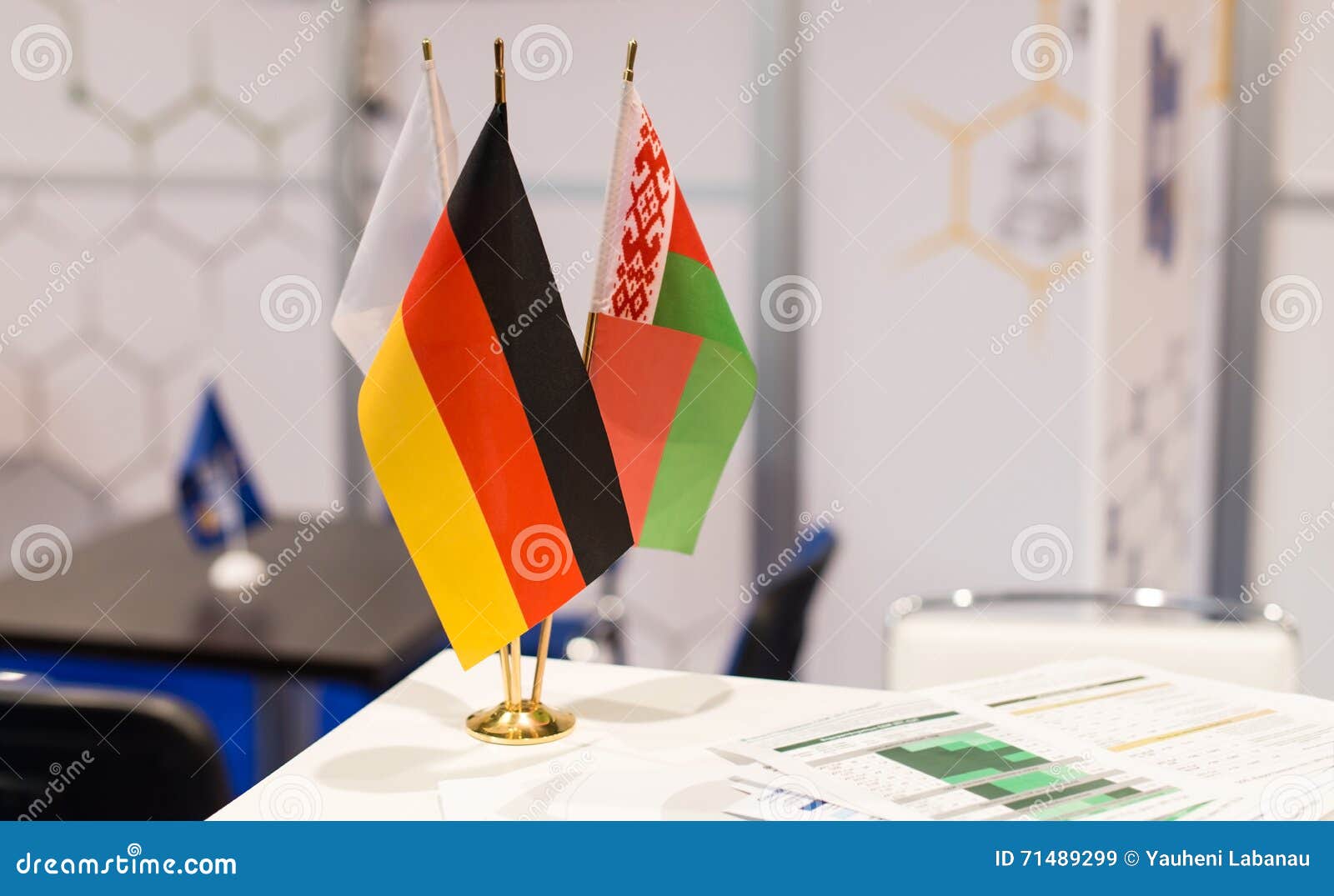 National Germany and Belarus Flags at the Exhibition Stock Image ...